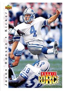 1992 upper deck #411 jason hanson rc – detroit lions (rc – rookie card)(football cards)