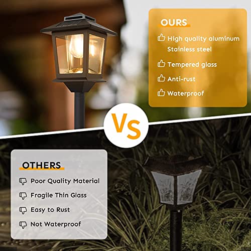 63" Solar Lamp Post Lights Outdoor 2 Pack ,Aluminum Floor Lamp,Waterproof Solar Powered Lights for Garden, Pathway, Yard, Front/ Back Door, Warm White Solar Post Light,Replaceable Bulb, Decoration