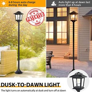 63" Solar Lamp Post Lights Outdoor 2 Pack ,Aluminum Floor Lamp,Waterproof Solar Powered Lights for Garden, Pathway, Yard, Front/ Back Door, Warm White Solar Post Light,Replaceable Bulb, Decoration