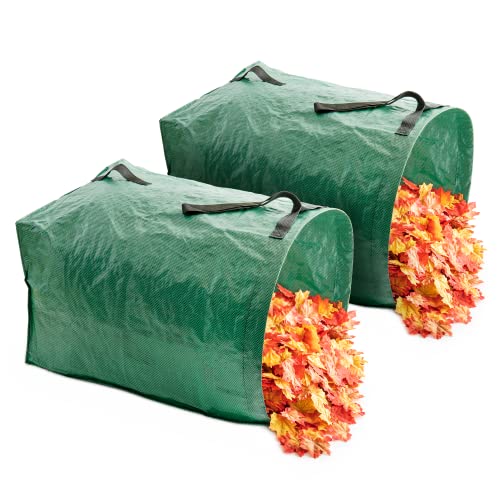 MEKKAPRO Big Gulp Leaf Garden Bag, 2-Pack with Reinforced Handles, 53 Gallon, Flat Reusable Yard Waste Bags, Lawn Pool Garden Waste Bag, Gardening Bags, Leaf Bag Lawn Bags