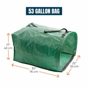 MEKKAPRO Big Gulp Leaf Garden Bag, 2-Pack with Reinforced Handles, 53 Gallon, Flat Reusable Yard Waste Bags, Lawn Pool Garden Waste Bag, Gardening Bags, Leaf Bag Lawn Bags