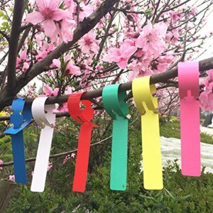 mziart 120pcs 6 colors plastic plant labels wrap around tree tags markers, adjustable nursery garden labels plant tags with large writing surface