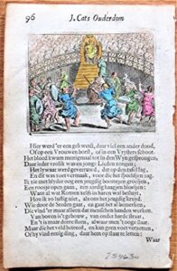 antique copperplate miniature engraving: bl96 from ouderdom, buyten leven, en hof gedachten