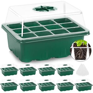 mixc 10 packs seed starter tray seed starter kit with humidity dome (120 cells total tray) seed starting trays plant starter kit and base mini greenhouse germination kit for seeds growing starting