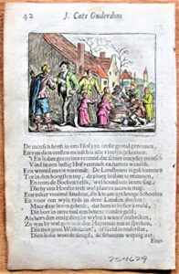 antique copperplate miniature engraving: bl42 from ouderdom, buyten leven, en hof gedachten