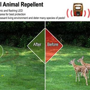 GARDEN SECRETS (2023 Version) Compact Solar Ultrasonic Animal Repellent. Skunk Raccoon Deer Coyote Cat Rat Mice etc Deterrent. Keep Pests Away from Your Property Within 2-4 Weeks. (Brown, 1 Unit)