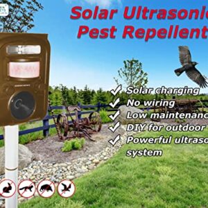 GARDEN SECRETS (2023 Version) Compact Solar Ultrasonic Animal Repellent. Skunk Raccoon Deer Coyote Cat Rat Mice etc Deterrent. Keep Pests Away from Your Property Within 2-4 Weeks. (Brown, 1 Unit)