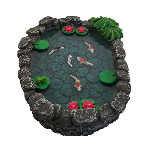 GlitZGlam KOI Miniature Pond - Koi Pond for a Fairy Garden. A Miniature Pond for a Miniature Fairy Garden and Enchanted Garden Accessories