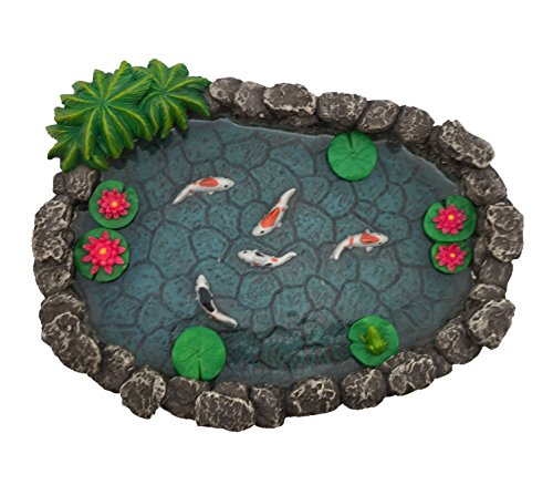 GlitZGlam KOI Miniature Pond - Koi Pond for a Fairy Garden. A Miniature Pond for a Miniature Fairy Garden and Enchanted Garden Accessories