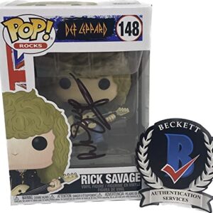 Rick Savage Signed Autographed Def Leppard Funko Pop Rocks Figure Beckett COA