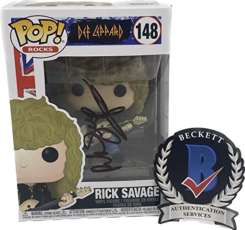 Rick Savage Signed Autographed Def Leppard Funko Pop Rocks Figure Beckett COA