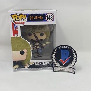 Rick Savage Signed Autographed Def Leppard Funko Pop Rocks Figure Beckett COA