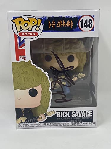 Rick Savage Signed Autographed Def Leppard Funko Pop Rocks Figure Beckett COA