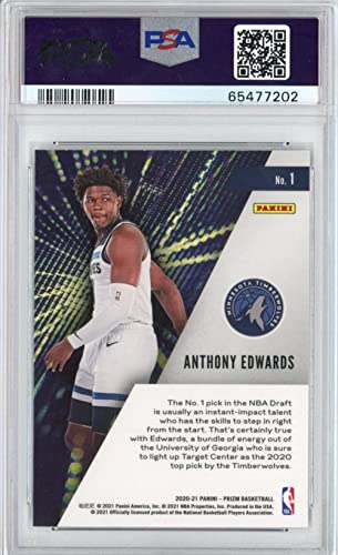 Graded 2020-21 Panini Prizm Anthony Edwards #1 Instant Impact Rookie RC Basketball Card PSA 10 Gem Mint