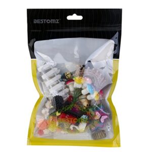 BESTOMZ Miniature Garden Ornaments, 58 Pieces Ornament Kits Set for DIY Fairy Garden Dollhouse Decor