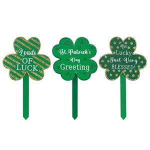 dewbin st patricks day decorations, 3 pcs st patricks day yard sign with decorative shamrock for st patricks day decor, irish garden stakes st patricks day decorations outdoor for the home, garden