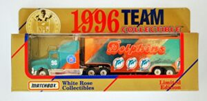 matchbox white rose 1996 nfl miami team collectible 1:87 scale diecast tractor trailer dolphins