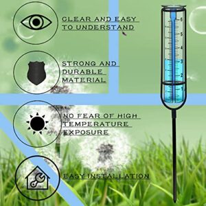 BIUWING Rain Gauge, Glass rain Gauge Outdoor, rain gauges for Yard with Stake Best Rated, Decorative for Garden, Deck, Lawn, Landscape (Black rain Gauge)