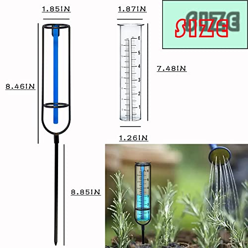 BIUWING Rain Gauge, Glass rain Gauge Outdoor, rain gauges for Yard with Stake Best Rated, Decorative for Garden, Deck, Lawn, Landscape (Black rain Gauge)