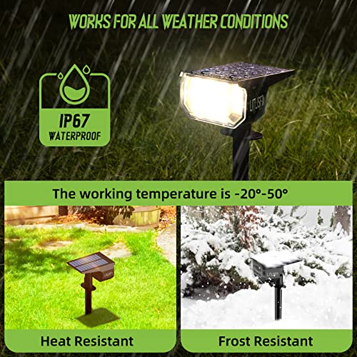 LITLISFlY Solar Spot Lights Outdoor Landscape Lights, 50 LEDs Solar Spotlight Outdoor Auto On/Off with 3 Modes, IP67 Solar Outdoor Lights Waterproof Garden Lights, 2in1 Solar Yard Spotlight,Warm White