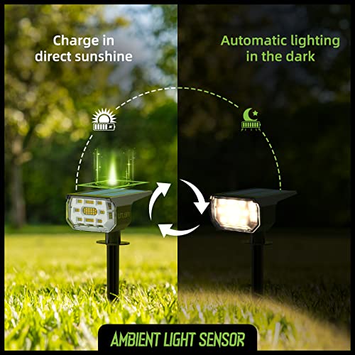 LITLISFlY Solar Spot Lights Outdoor Landscape Lights, 50 LEDs Solar Spotlight Outdoor Auto On/Off with 3 Modes, IP67 Solar Outdoor Lights Waterproof Garden Lights, 2in1 Solar Yard Spotlight,Warm White