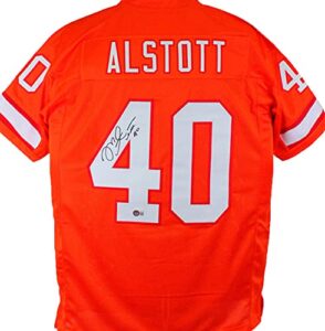 mike alstott autographed orange pro style jersey – beckett w hologram black 4