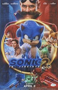 sonic the hedgehog 2 cast signed 11×17 movie poster photo idris elba x3 acoa coa