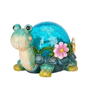 afirst garden turtle statue outdoor decor – resin outdoor figurine glass solar lights indoor outdoor decorations patio lawn yard art ornaments