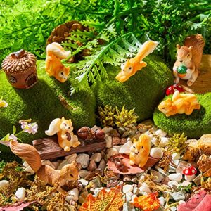 14 Pieces Miniature Squirrel Figurine Squirrel Cake Toppers Mini Fairy Figurine Squirrel Collection for Landscape Garden DIY Terrarium Cake Decoration