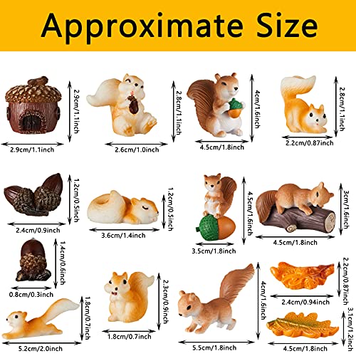 14 Pieces Miniature Squirrel Figurine Squirrel Cake Toppers Mini Fairy Figurine Squirrel Collection for Landscape Garden DIY Terrarium Cake Decoration