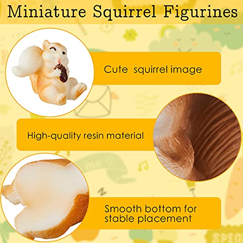 14 Pieces Miniature Squirrel Figurine Squirrel Cake Toppers Mini Fairy Figurine Squirrel Collection for Landscape Garden DIY Terrarium Cake Decoration