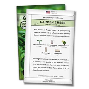 Sow Right Seeds - Cress Seed for Planting - All Non-GMO Heirloom Cress Seeds with Full Instructions for Easy Planting and Growing Your Kitchen Herb Garden, Indoor or Outdoor; Great Gift (1)