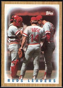 1987 topps #281 pete rose/bill gullickson/bo diaz reds reds leaders mlb baseball card nm-mt