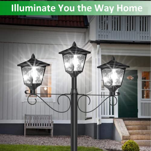 SUNGATH Solar Lamp Post Lights, Triple-Head Solar Lamp Outdoor Waterproof, Solar Pole Light for Street Driveway Garden Yrad Patio Decor, 72 Inches