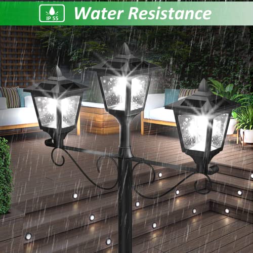 SUNGATH Solar Lamp Post Lights, Triple-Head Solar Lamp Outdoor Waterproof, Solar Pole Light for Street Driveway Garden Yrad Patio Decor, 72 Inches