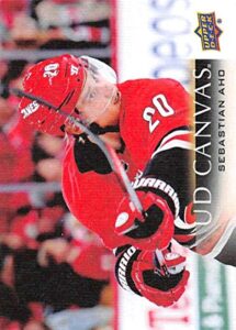 2018-19 upper deck canvas hockey series two #c134 sebastian aho carolina hurricanes official ud nhl hockey card