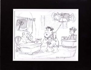 the flintstones fred barney pencil scene drawing signed by bob singer nothing but the tooth