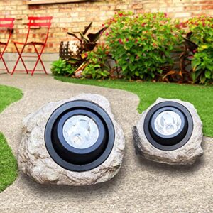 goodfoever rock solar garden lights(2pcs), super bright solar spot lights, solar powered landscape lights outdoor decorative waterproof led solar lights for pathway, walkway, yard, patio, porch