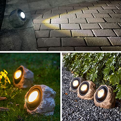 GOODFOEVER Rock Solar Garden Lights(2pcs), Super Bright Solar Spot Lights, Solar Powered Landscape Lights Outdoor Decorative Waterproof LED Solar Lights for Pathway, Walkway, Yard, Patio, Porch