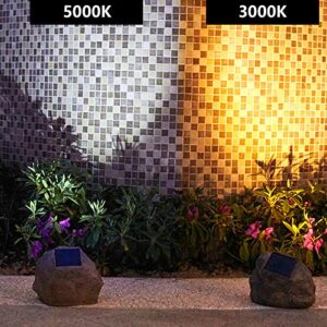 GOODFOEVER Rock Solar Garden Lights(2pcs), Super Bright Solar Spot Lights, Solar Powered Landscape Lights Outdoor Decorative Waterproof LED Solar Lights for Pathway, Walkway, Yard, Patio, Porch