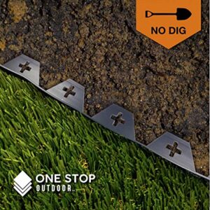 One Stop Outdoor Instant Edging - 30ft No Dig Edging Kit, for Landscaping, and Flower Gardens - Includes 30 Edging Stakes (30' Foot Edging Kit)