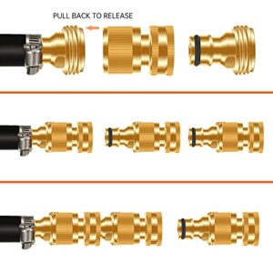 FRQNTKPA Garden Hose Quick Connector, No-Leak 3/4 Inch GHT Thread Fitting Water Hose Female Adapter and Male Adapter, Heavy-Duty Rust Resistant Brass Water Pipe Connect, Easy to Use ( 14 Pack ）