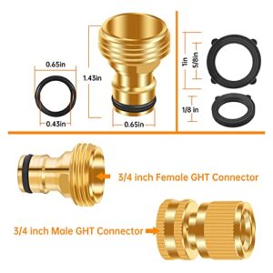 FRQNTKPA Garden Hose Quick Connector, No-Leak 3/4 Inch GHT Thread Fitting Water Hose Female Adapter and Male Adapter, Heavy-Duty Rust Resistant Brass Water Pipe Connect, Easy to Use ( 14 Pack ）