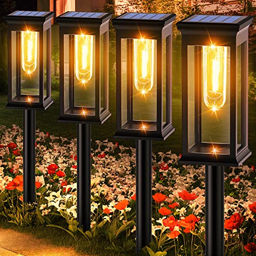 UBright Solar Outdoor Lights 6 Pack Solar Pathway Lights IP65 Waterproof Solar Lights Outdoor Solar Powered Landscape Lights Outdoor Decorative Solar Garden Lights Auto On/Off for Yard Patio Walkway