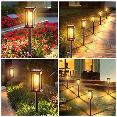 UBright Solar Outdoor Lights 6 Pack Solar Pathway Lights IP65 Waterproof Solar Lights Outdoor Solar Powered Landscape Lights Outdoor Decorative Solar Garden Lights Auto On/Off for Yard Patio Walkway