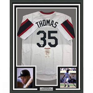 framed autographed/signed frank thomas 33×42 chicago retro baseball jersey jsa coa