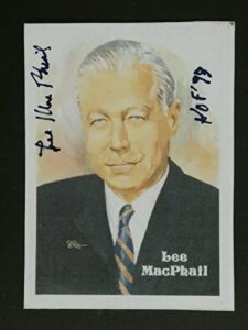 lee macphail signed baseball card with jsa coa