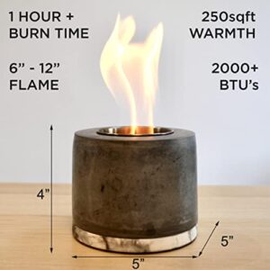 ROUNDFIRE Concrete Tabletop Fire Pit - Ethanol Fire Pit, Fire Bowl, Mini Personal Fireplace for Indoor & Garden - Bio Ethanol Fuel