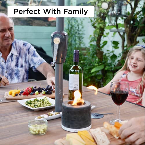 ROUNDFIRE Concrete Tabletop Fire Pit - Ethanol Fire Pit, Fire Bowl, Mini Personal Fireplace for Indoor & Garden - Bio Ethanol Fuel