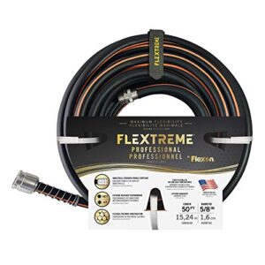 Flexon FLXP5850CN Flextreme Pro Performance Rubber Garden Hose, 50 ft, Black